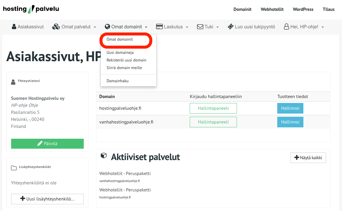 Domainin automaattinen uusiminen - Hostingpalvelu.fi